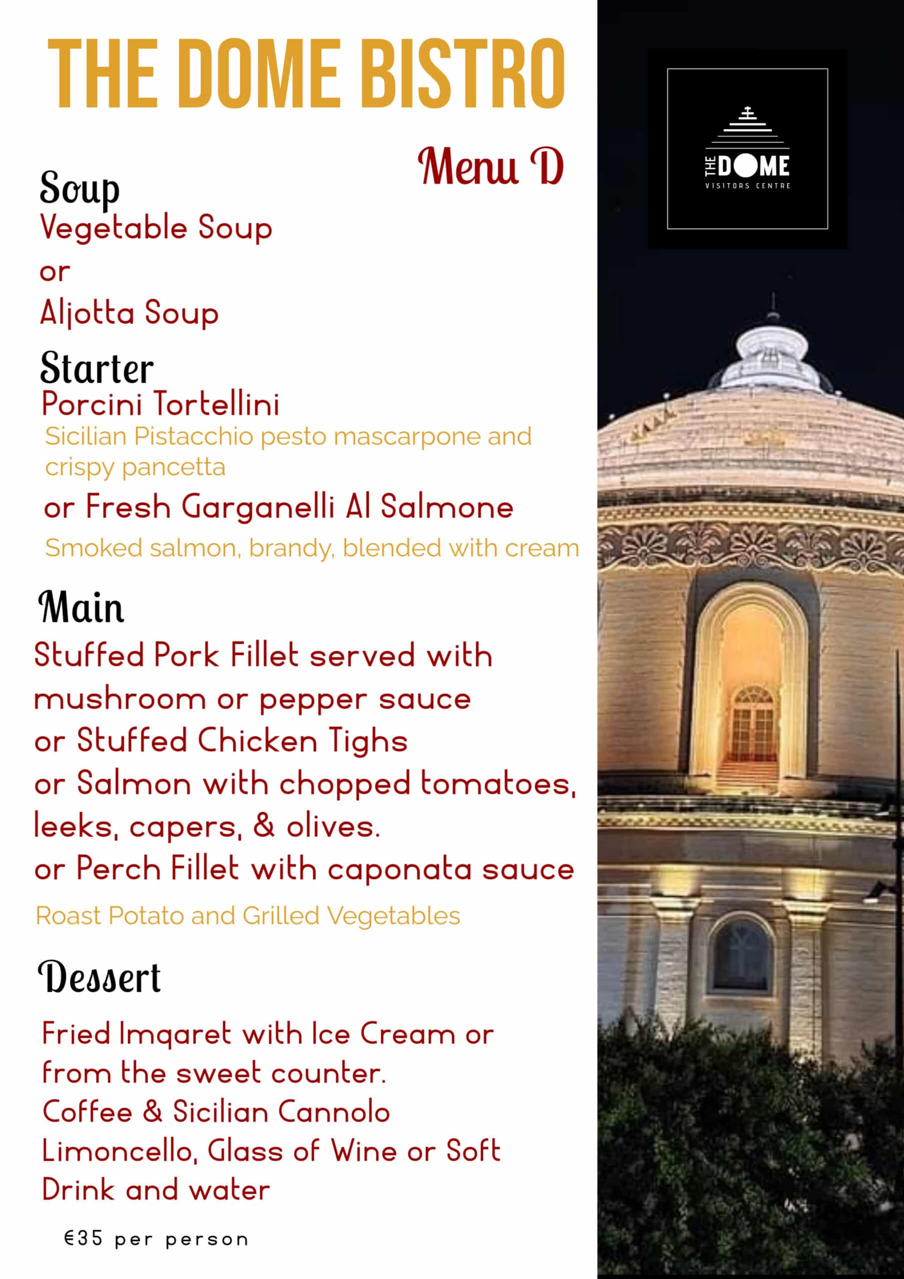The Dome Set Menus - Mosta Parish Portal